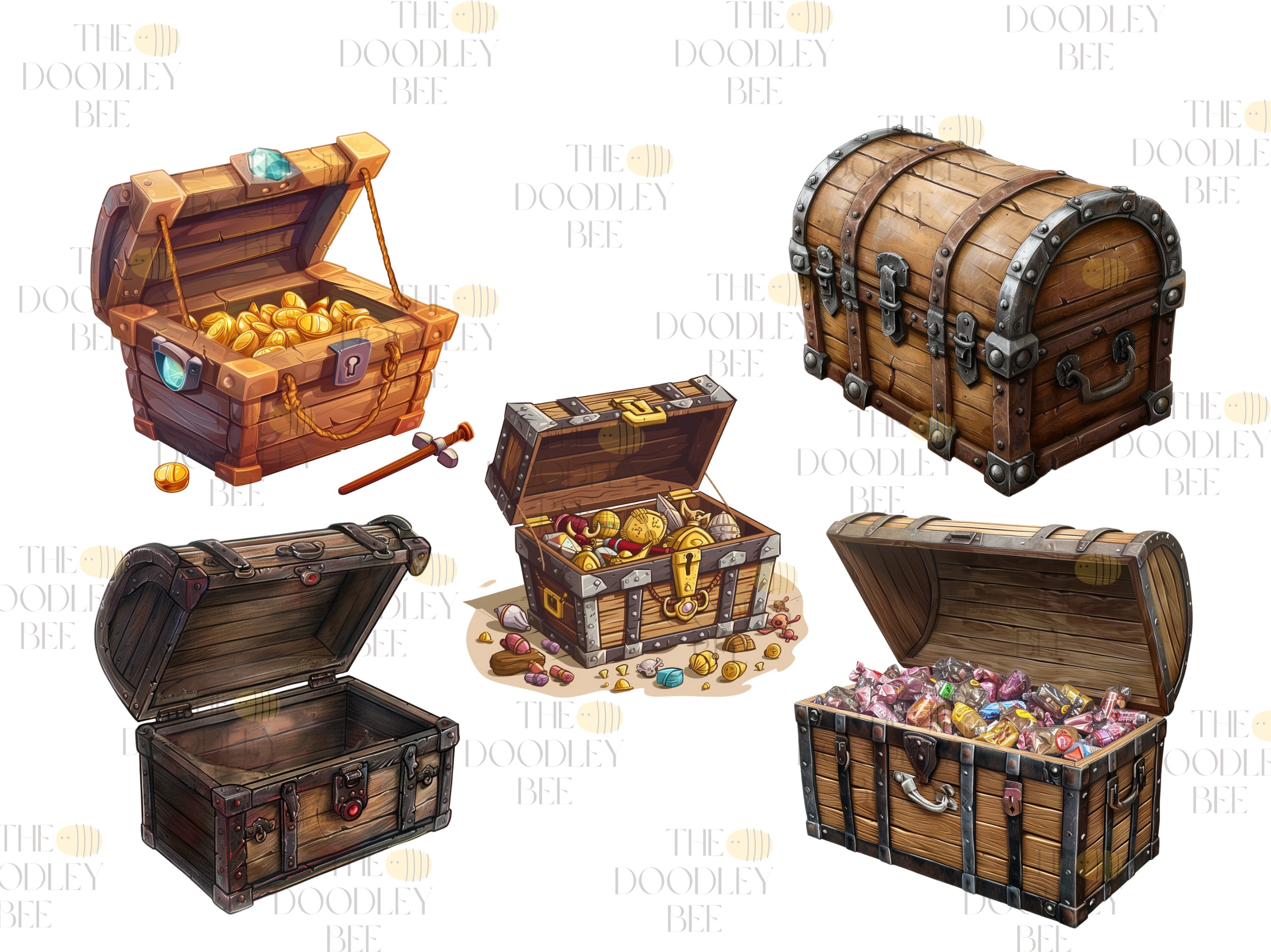Watercolor Treasure Chest Clipart 10 High Quality Jpgs Nursery Art ...