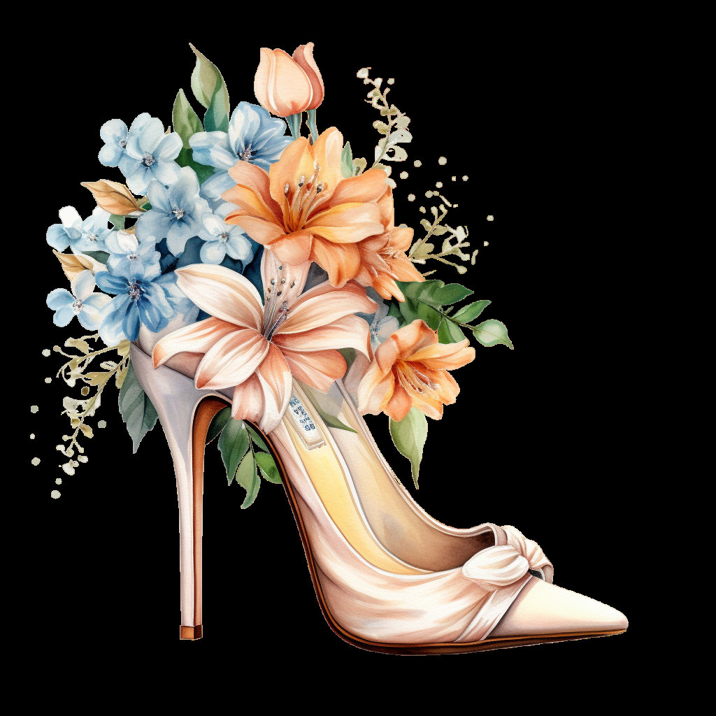 Watercolor Wedding Heels Clipart Heels With Flowers Clipart - Etsy