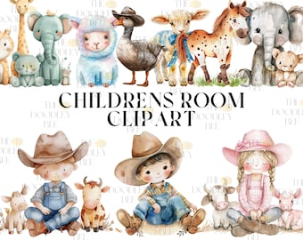 Kids on Farms Clipart Big Bundle 45 Farmer Kids Pngs Digital Download ...