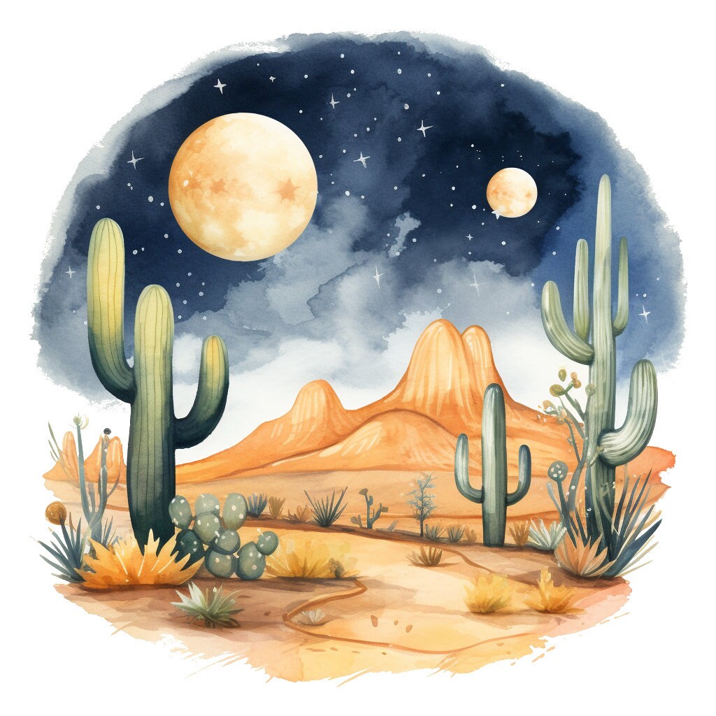 Watercolor Desert Clipart, 22 Arid Desert Clip Art Bundle ,commercial ...