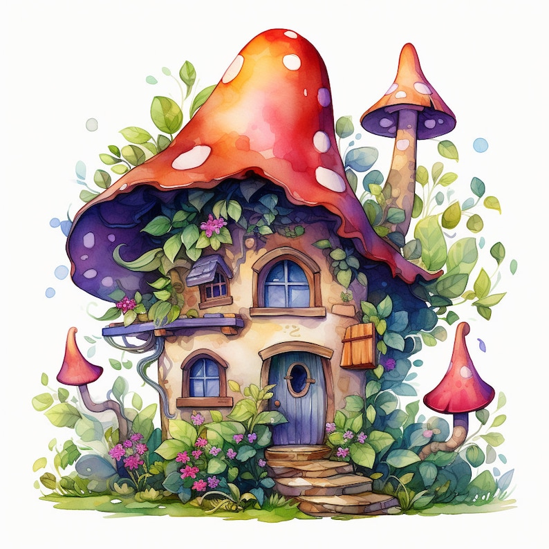 Mushroom House Clipart 12 High Quality Pngs, Digital Planners, Junk ...