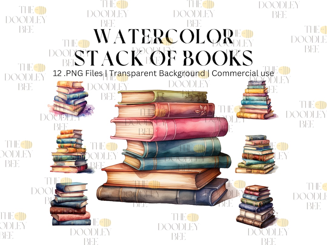 12 Stack of Books Clipart, High Quality Pngs, Nursery Art, Instant ...