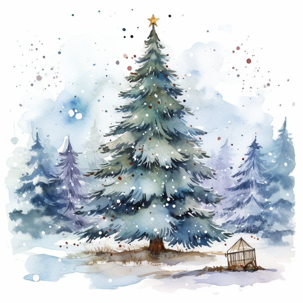 Watercolor Christmas Clipart PNG Bundle Santa Clause Rain - Etsy