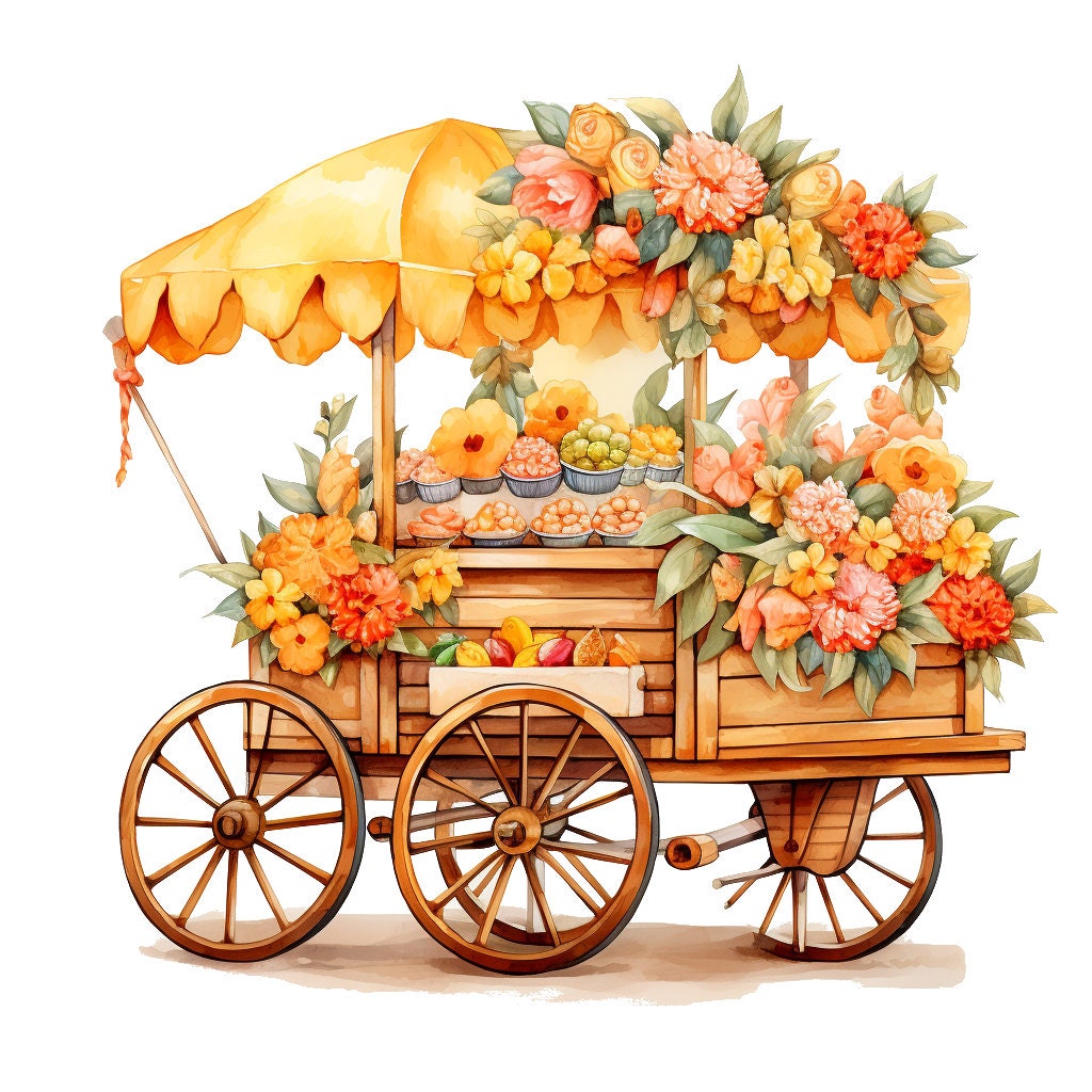Watercolor Flower Carts Clipart Bundle 12 Digital Download - Etsy