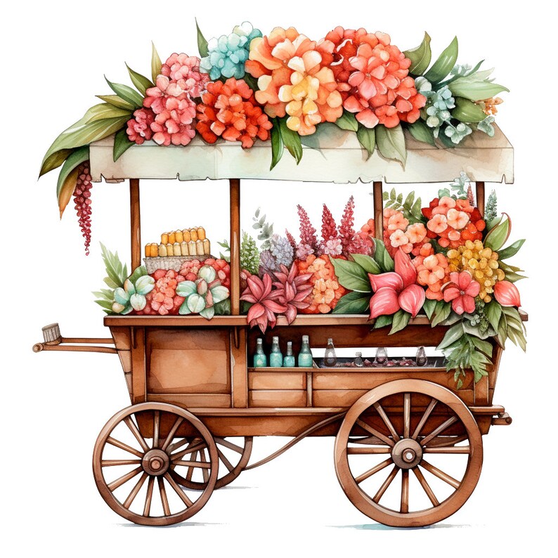 Watercolor Flower Carts Clipart Bundle 12 Digital Download - Etsy