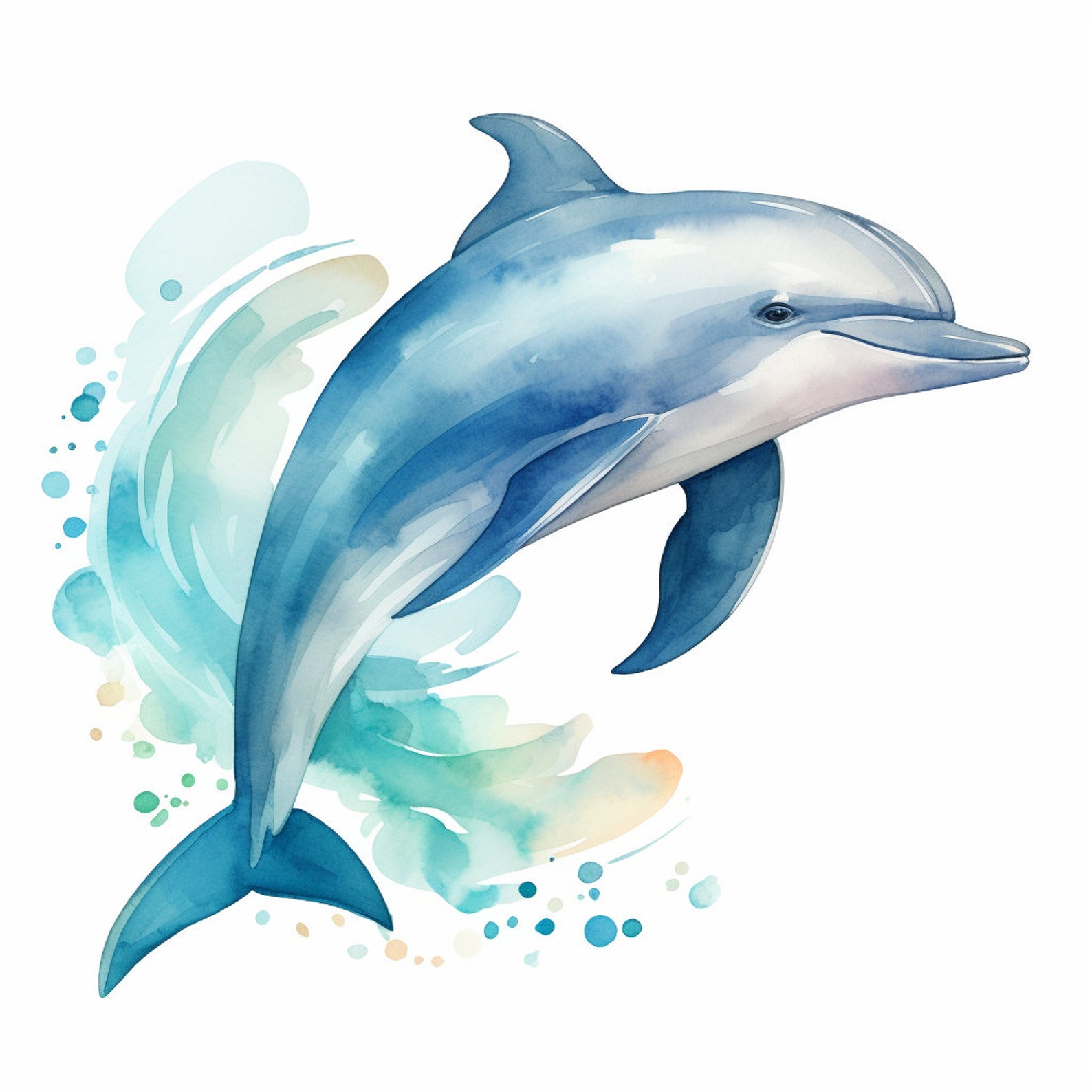 12 Watercolor Dolphins Clipart Bundle, Digital Download, Digital Paper ...