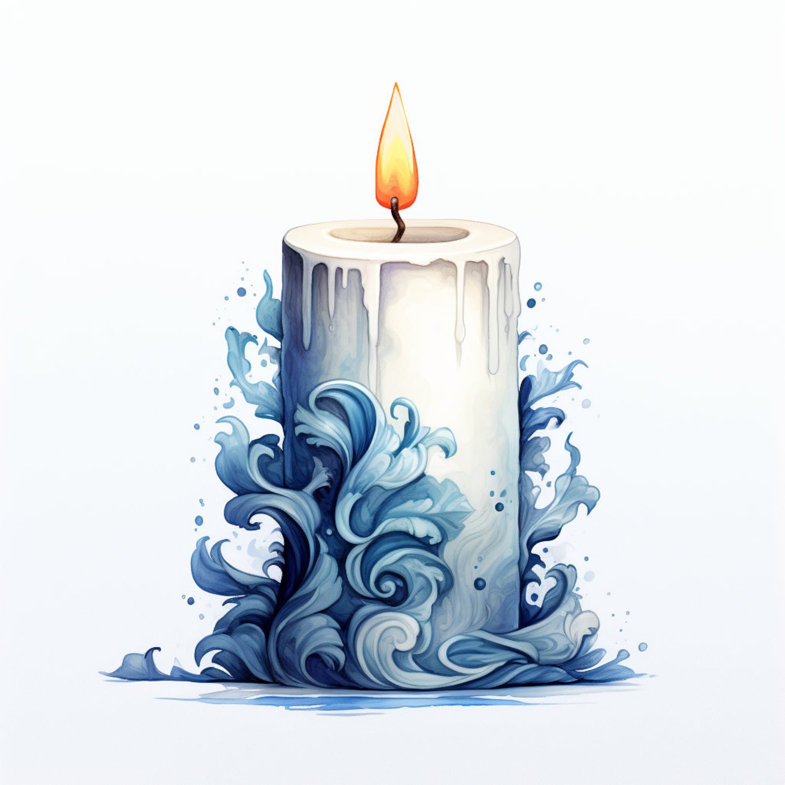 White Candles Clipart, 12 High Quality PNG, Watercolor, Instant Digital ...