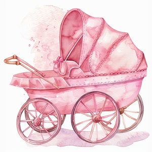 12 Pink Pram Clipart, High Quality Pngs, Nursery Clipart, Digital ...