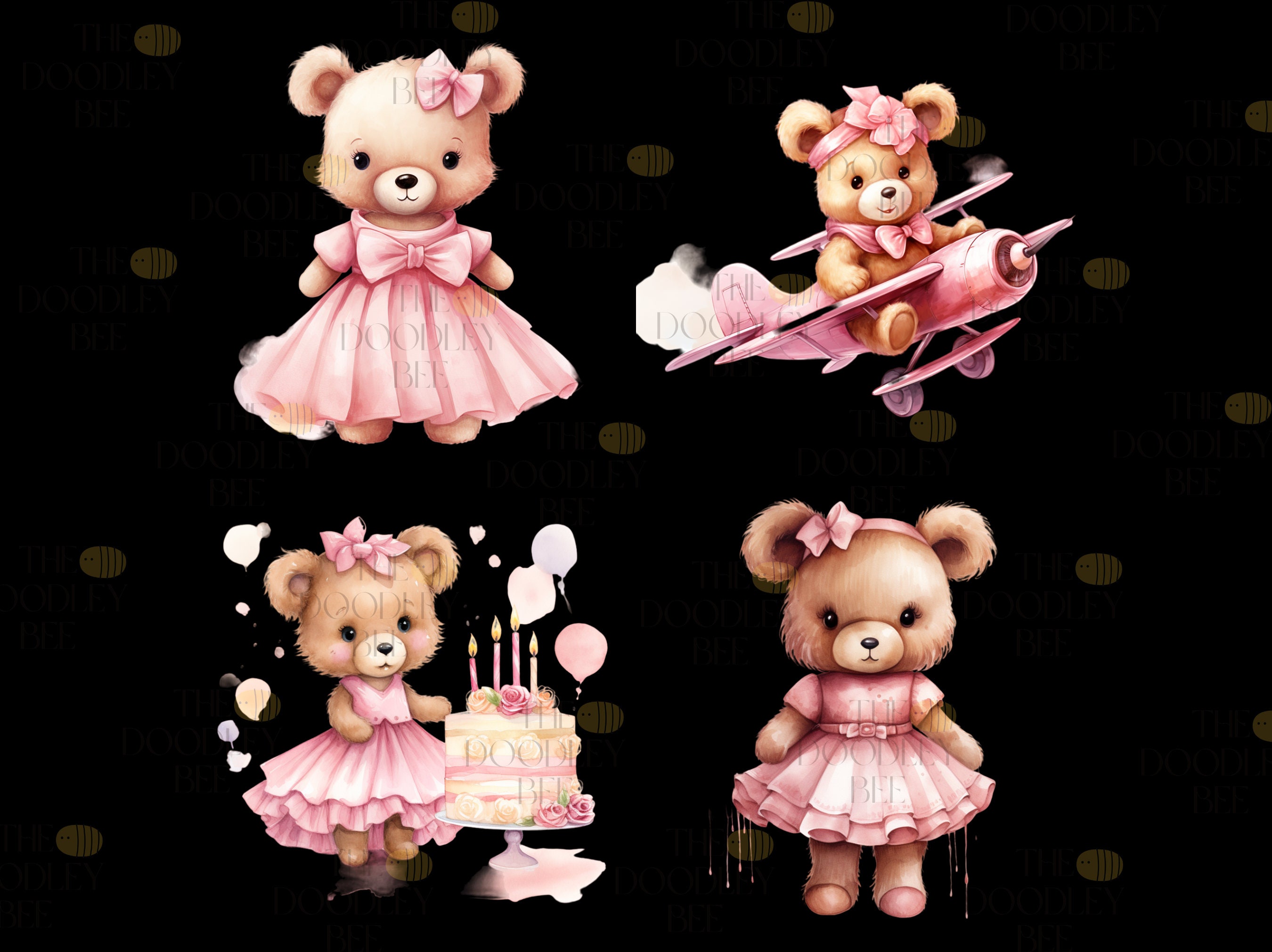 Watercolor Teddy Bear Clip Art Clipart Pack Baby Shower for a - Etsy