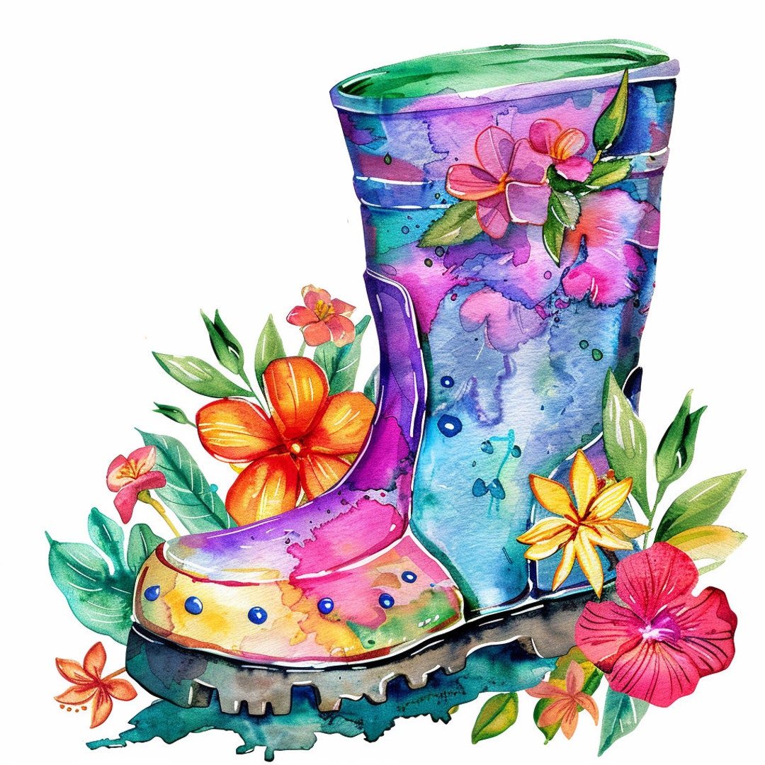 12 Garden Boots Clipart Bundle, Hello Spring Png Designs, Garden ...