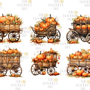 Pumpkin Wagon Clipart, 12 High-quality Pngs, Pumpkin Cart, Autumn ...