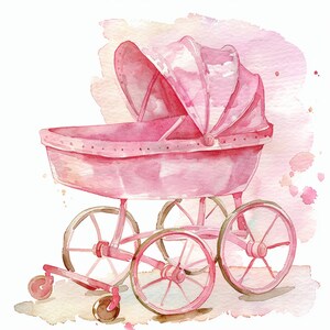 12 Pink Pram Clipart, High Quality Pngs, Nursery Clipart, Digital ...