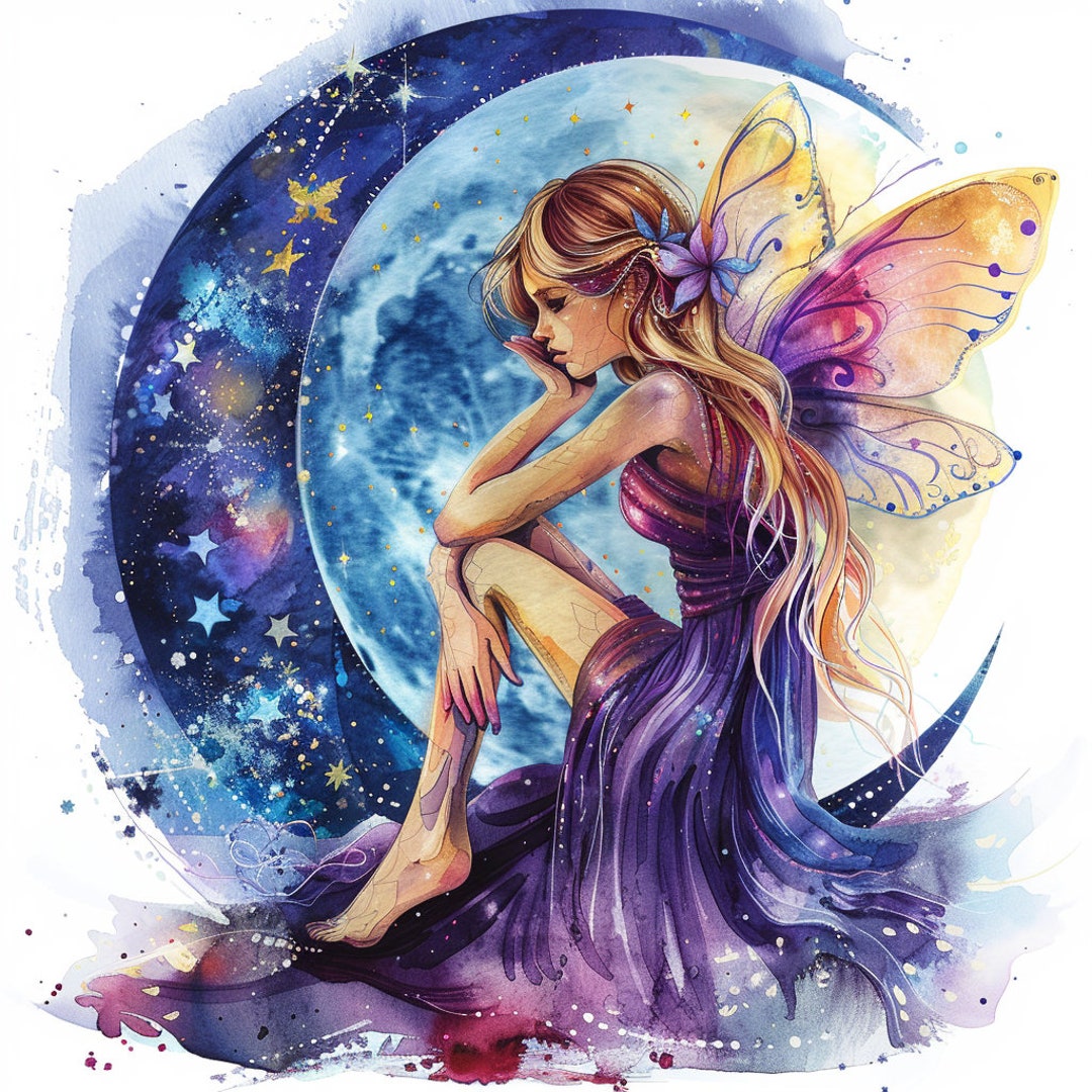 12 Celestial Fairy Clipart PNG Bundle, Fantasy Graphics, Etheral ...