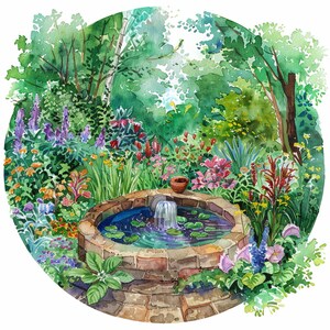 Watercolor Gardenscape Clipart - 12 High Quality Pngs, Watercolor Art ...