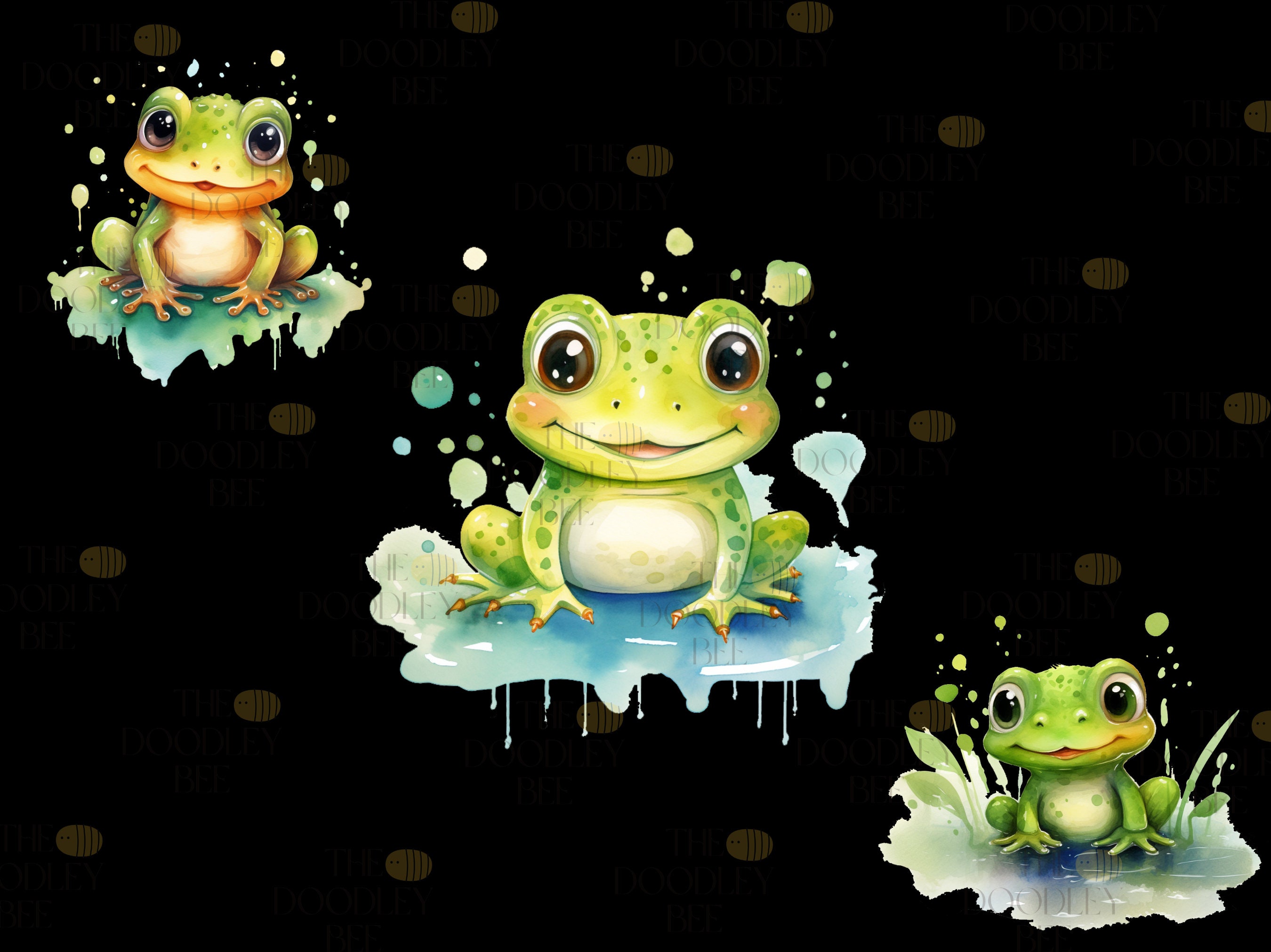 Watercolor Cute Baby Frog Clipart 12 Clipart Bundle - Etsy