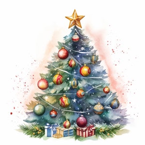 Watercolor Christmas Clipart PNG Bundle, Santa Clause, Rain Deer ...