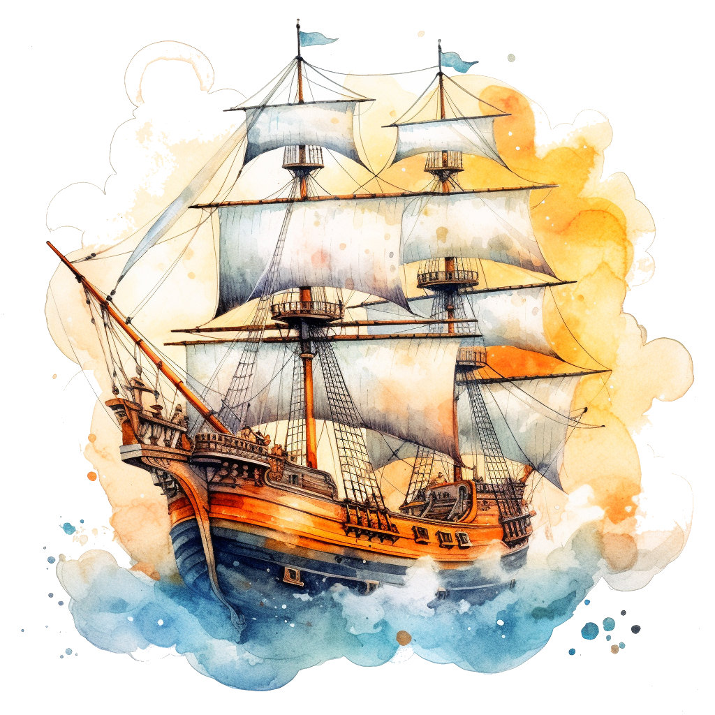 20 Dreamy Pirate Ship Watercolor Clipart Bundle Commercial - Etsy