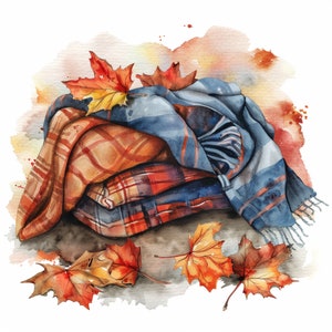12 Cozy Fall Blanket Clipart PNG Bundle, Hello Fall Png Designs ...