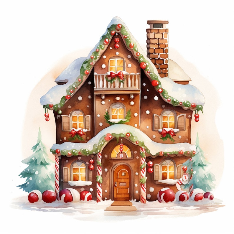 Watercolor Christmas Clipart PNG Bundle Santa Clause Rain - Etsy