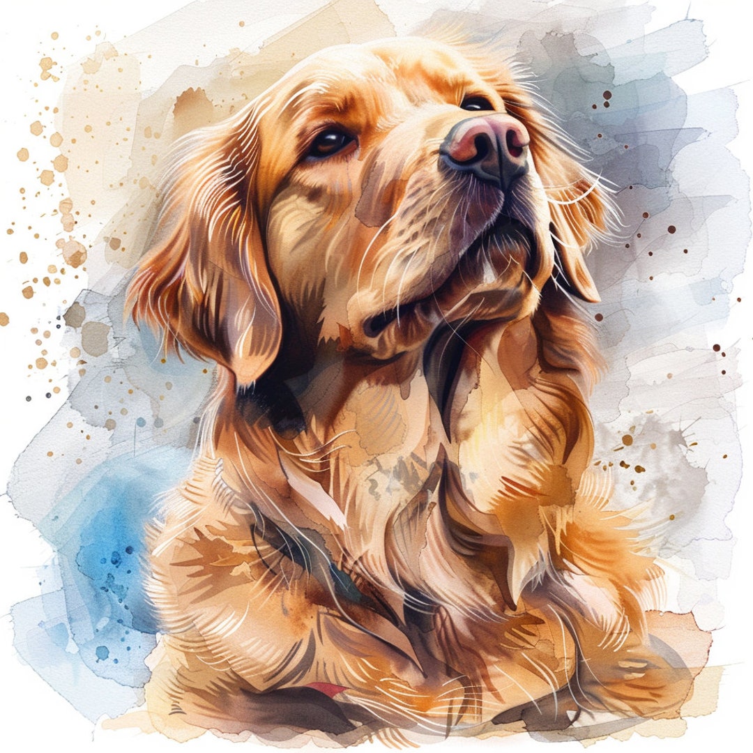 Watercolor Golden Retriever Clipart, 12 High Quality Pngs, Digital ...