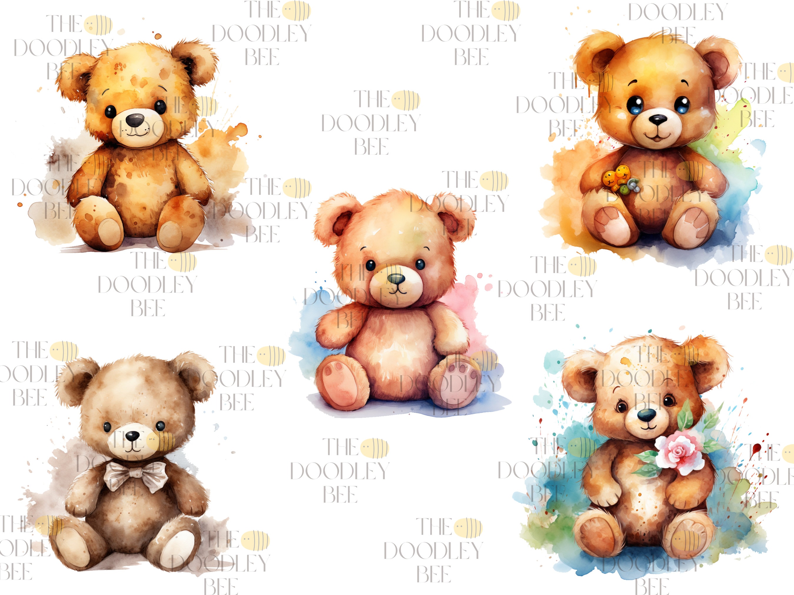 20 Watercolor Teddy Bears 20pc PNG Bundle Teddy Bear PNG - Etsy