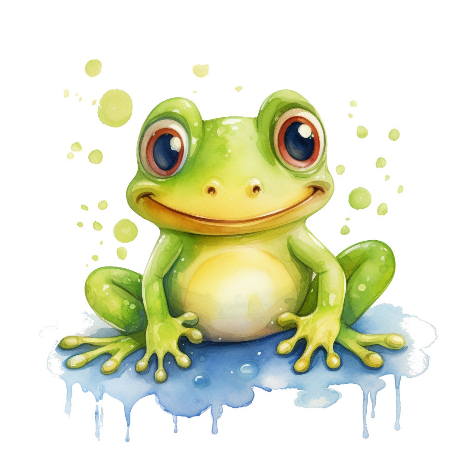 Watercolor Cute Baby Frog Clipart, 12 Clipart Bundle, Commercial Use ...