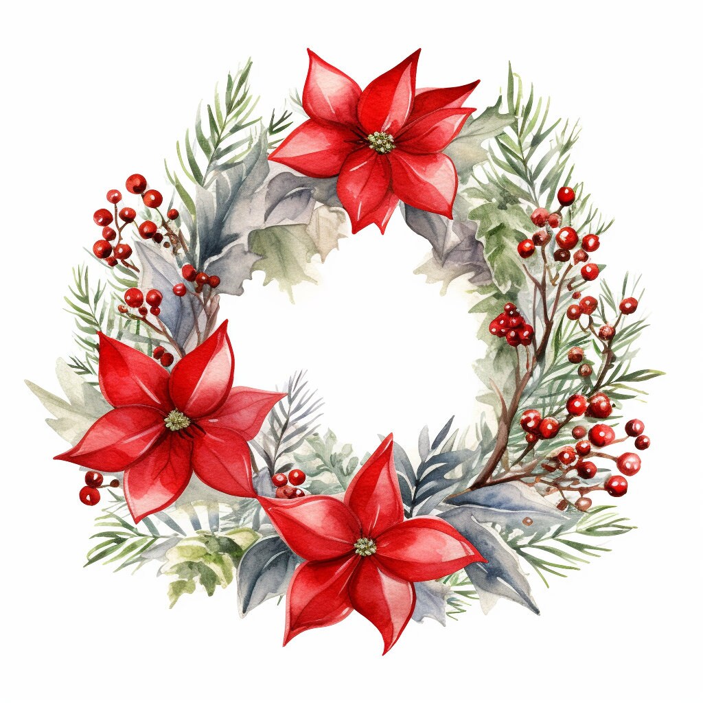 Watercolor Christmas Clipart PNG Bundle Santa Clause Rain - Etsy