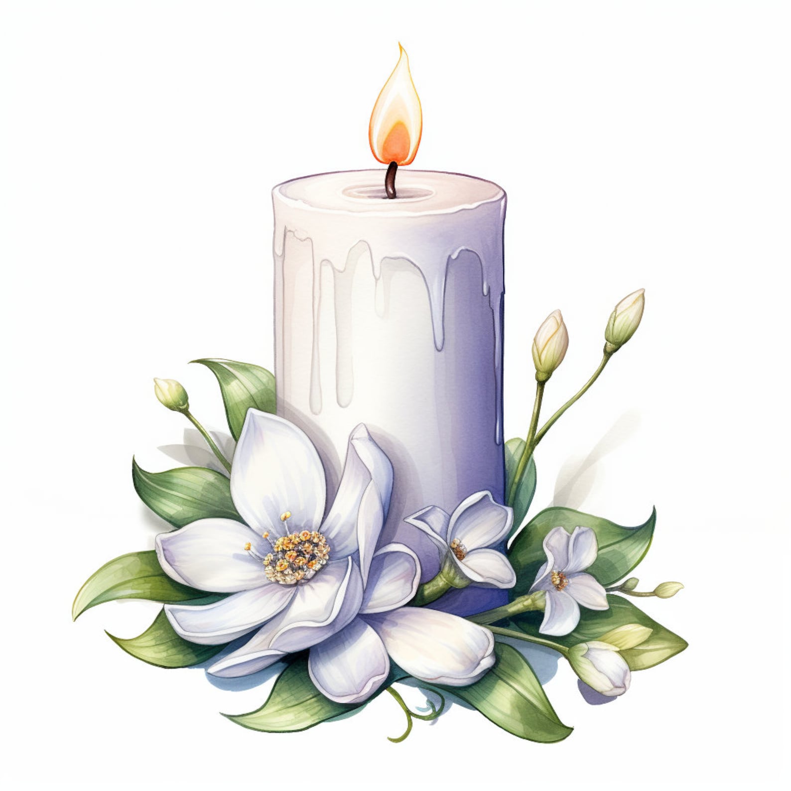 White Candles Clipart, 12 High Quality PNG, Watercolor, Instant Digital ...