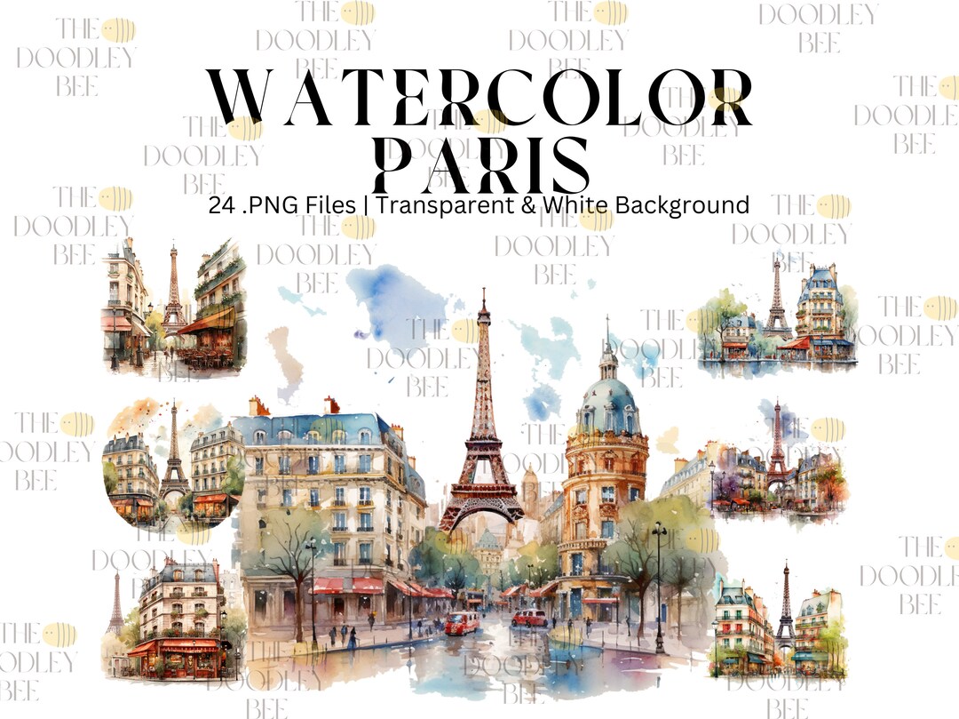 Paris Watercolor Clipart Bundle | Paris Girl Clipart | Eiffel Tower Png ...