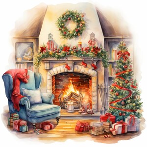 Cozy Christmas Room, 12 High Quality Pngs, Digital Download, Commercial ...