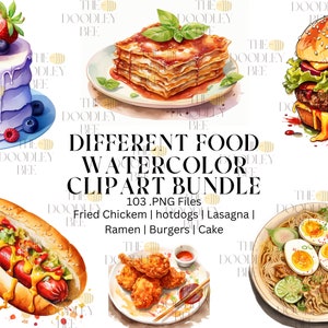 Fast Food Clipart Bundle, Transparent PNG, Digital Download, Watercolor ...