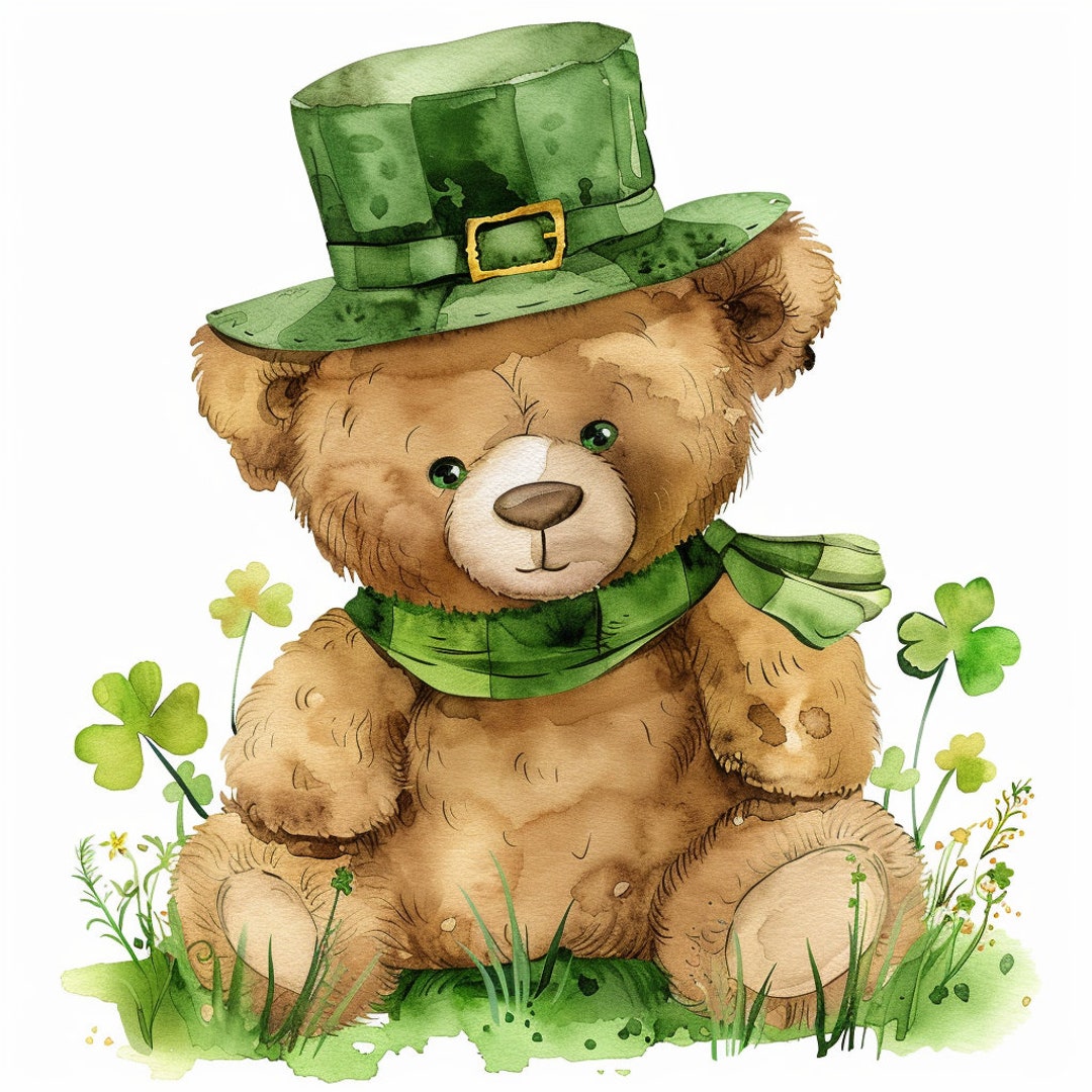 12 St Patrick Teddy Bear PNG Clipart Bundle, St Patrick Graphics, St ...