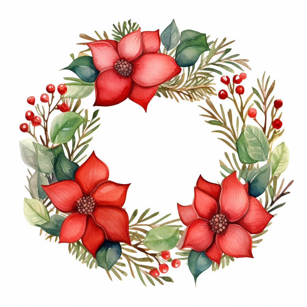 Watercolor Christmas Clipart PNG Bundle Santa Clause Rain - Etsy