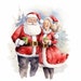 Watercolor Christmas Clipart PNG Bundle Santa Clause Rain - Etsy