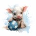 24 Baby Pig Watercolor Clipart PNG Bundle , Commercial Use, Digital ...