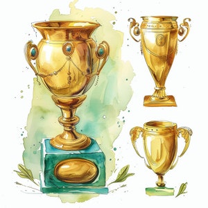 12 Watercolor Gold Trophy Clipart, High Quality Pngs | Digital Download ...