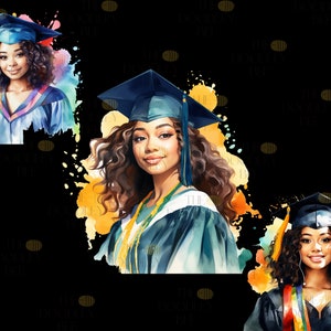 Graduation Watercolor Clipart, 12 Watercolor Graduate Clipart, Student ...