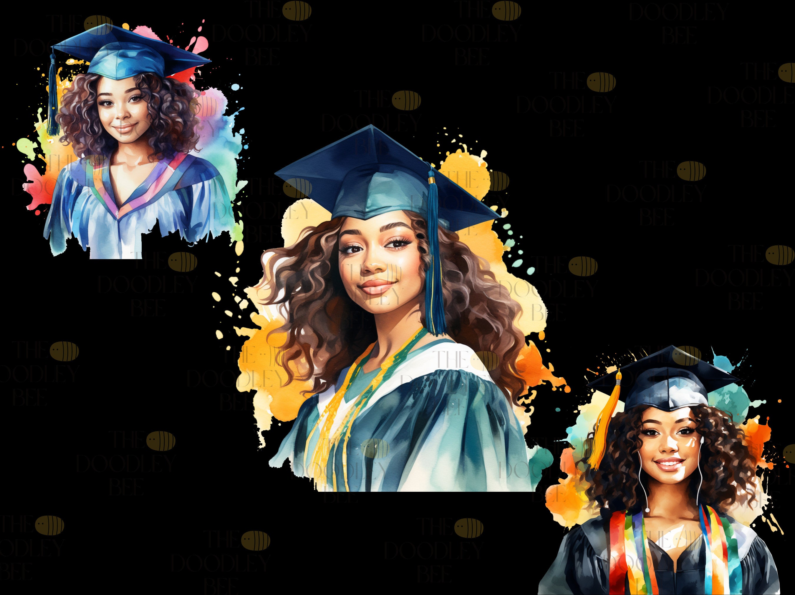 Graduation Watercolor Clipart 12 Watercolor Graduate Clipart - Etsy