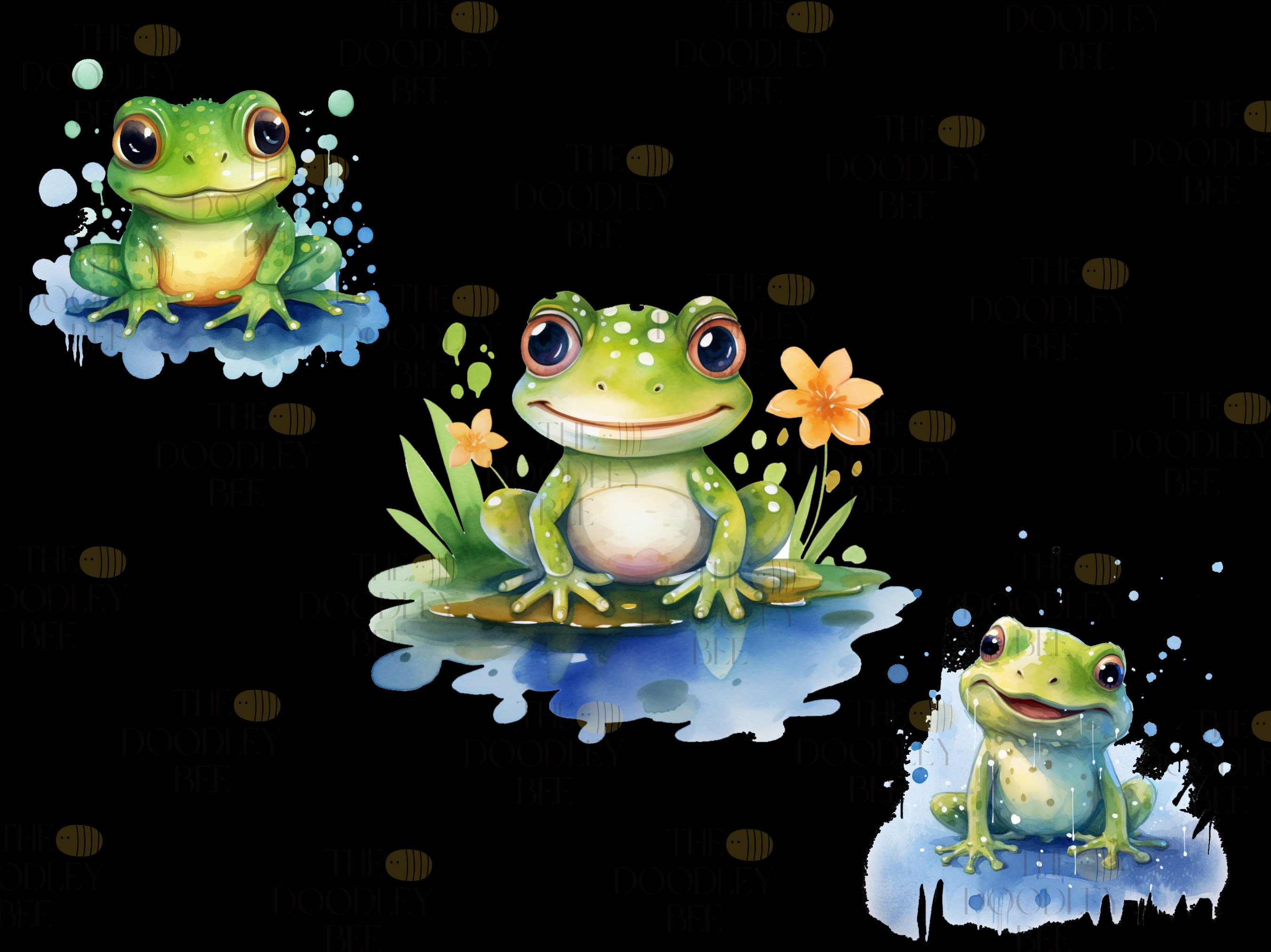 Watercolor Cute Baby Frog Clipart 12 Clipart Bundle - Etsy