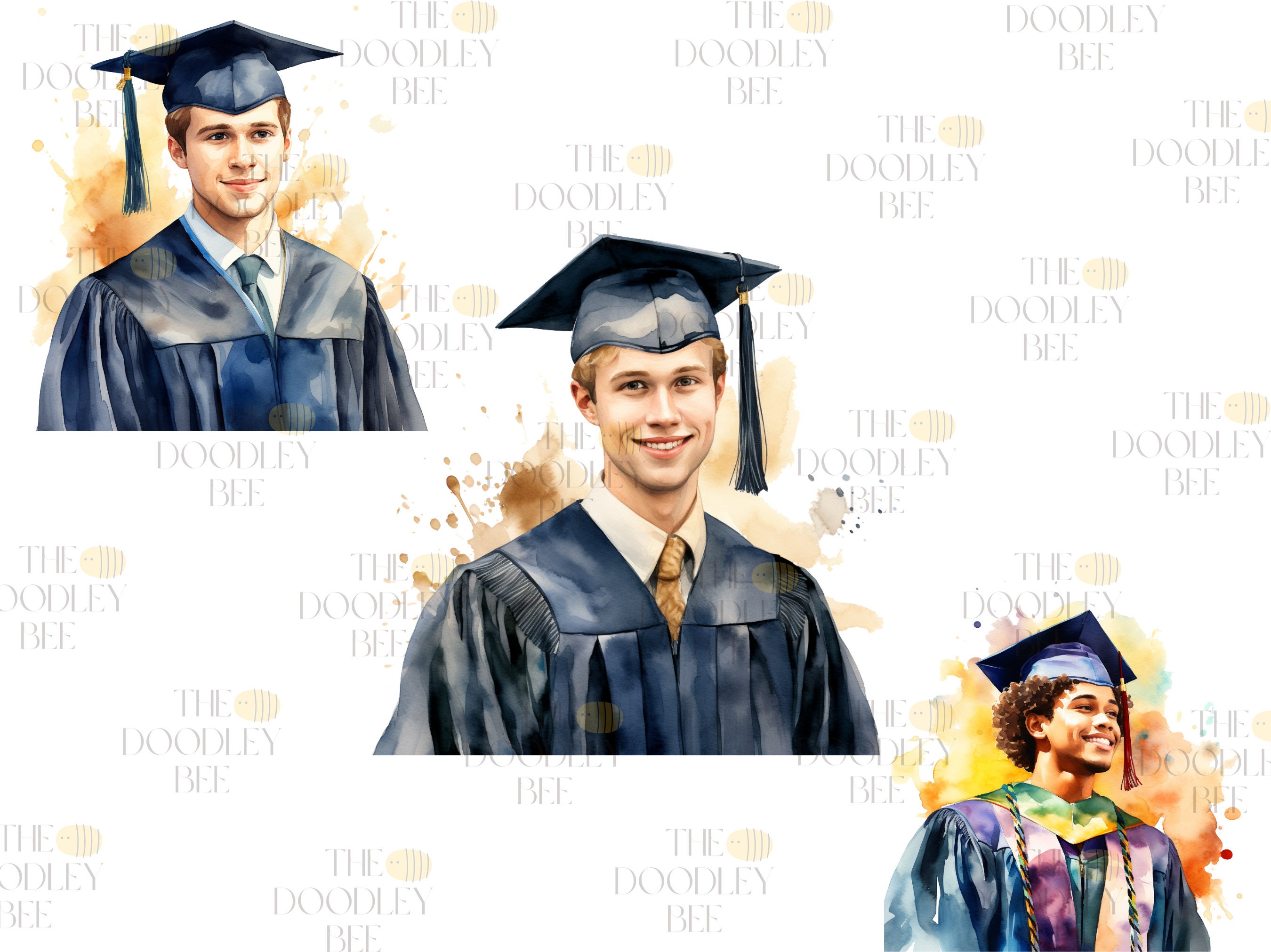 Graduation Watercolor Clipart 12 Watercolor Graduate Clipart - Etsy