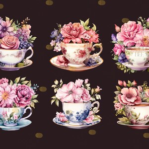 Watercolor Tea Cup Clipart, 12 Tea Party Clipart Bundle Cute Japanese ...