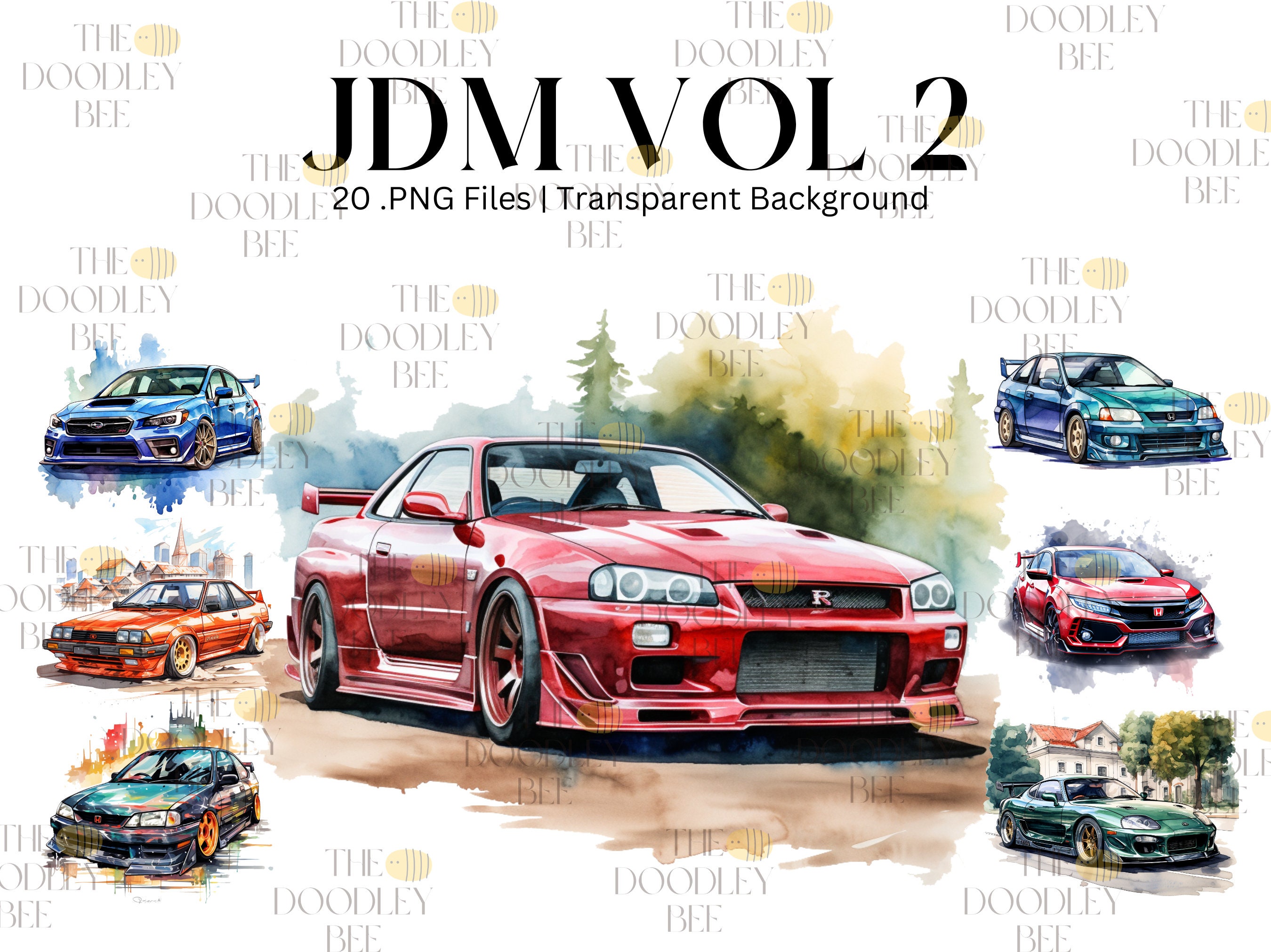 Jdm Car Clipart Bundle Png, 20 Japanese Cars Sublimation Design Sports ...