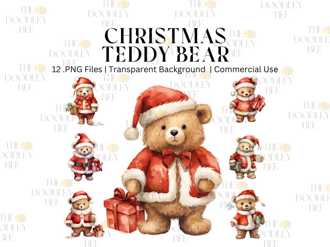 Christmas Teddy Bear Clipart 12 High Quality Pngs, Merry Christmas ...