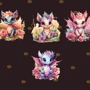 Watercolor Baby Dragon Clipart, Fairy Tale Clipart Bundle, Beautiful ...