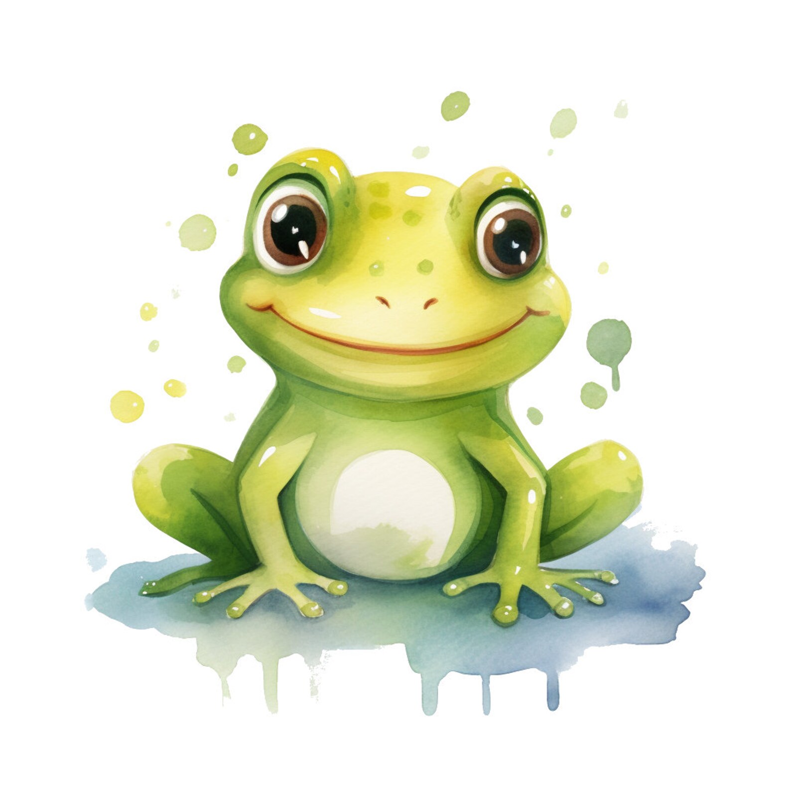 Watercolor Cute Baby Frog Clipart, 12 Clipart Bundle, Commercial Use ...