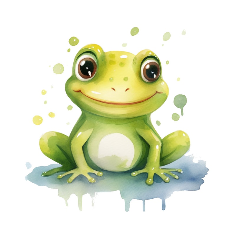 Watercolor Cute Baby Frog Clipart, 12 Clipart Bundle, Commercial Use ...