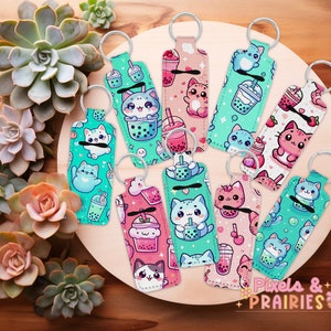 Cat Chapstick Holder, Boba Tea Lipbalm Holder, Cute Kawaii Kitty ...