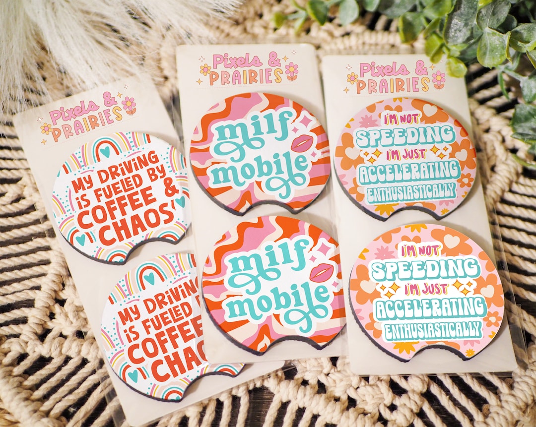 Funny Driving Car Coasters, Set of 2 Bad Driver Coasters, Sassy Cute ...