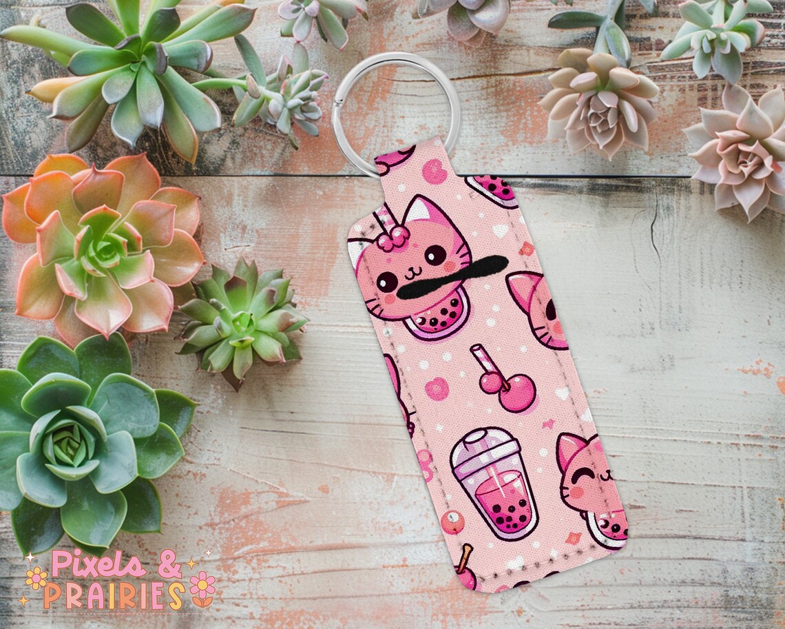Boba Tea Chapstick Holder, Kawaii Kitty Lipbalm Holder, Vintage Cute ...