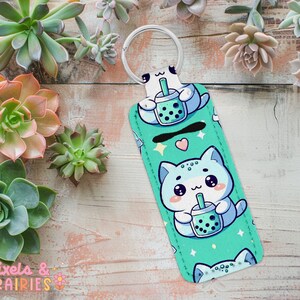 Cat Chapstick Holder, Boba Tea Lipbalm Holder, Cute Kawaii Kitty ...